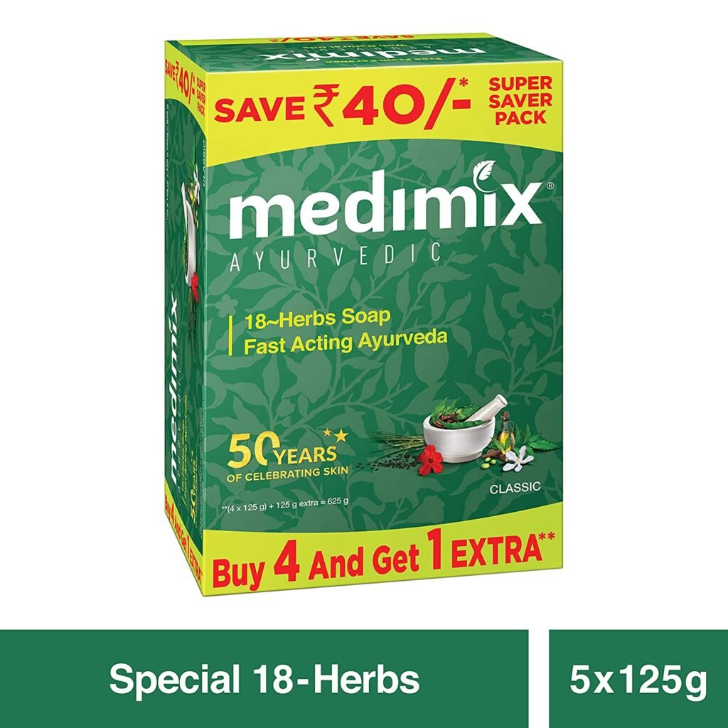 Medimix Ayurvedic Classic 18 Herbs Soap, 125 g (4 + 1 Offer Pack ...