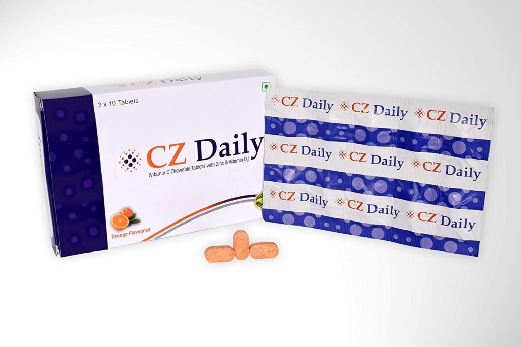 CZ Daily - Vitamin C Chewable Tablets with Zinc & Vitamin D3 (10 ...