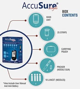 Accusure Simple Glucometer with 25 Test Strips - Prem Medical
