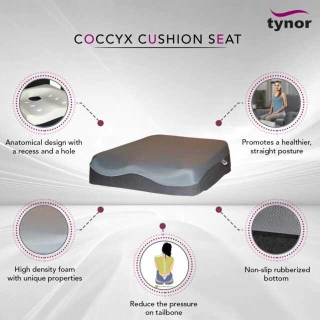 Tynor Coccyx Cushion Seat (Reduces pressure on Tailbone & bottom area)