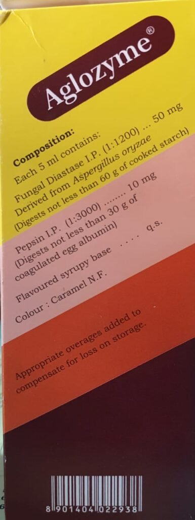 Aglozyme Syrup 200ml (Syrup of Diastase & Pepsin) - Prem Medical